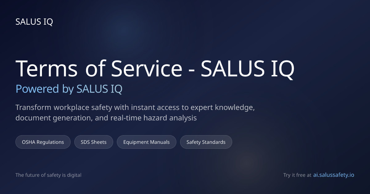 Terms of Service - SALUS IQ | SALUS IQ