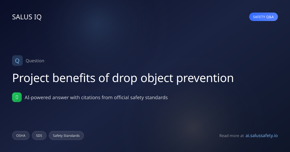 Project benefits of drop object prevention | SALUS IQ