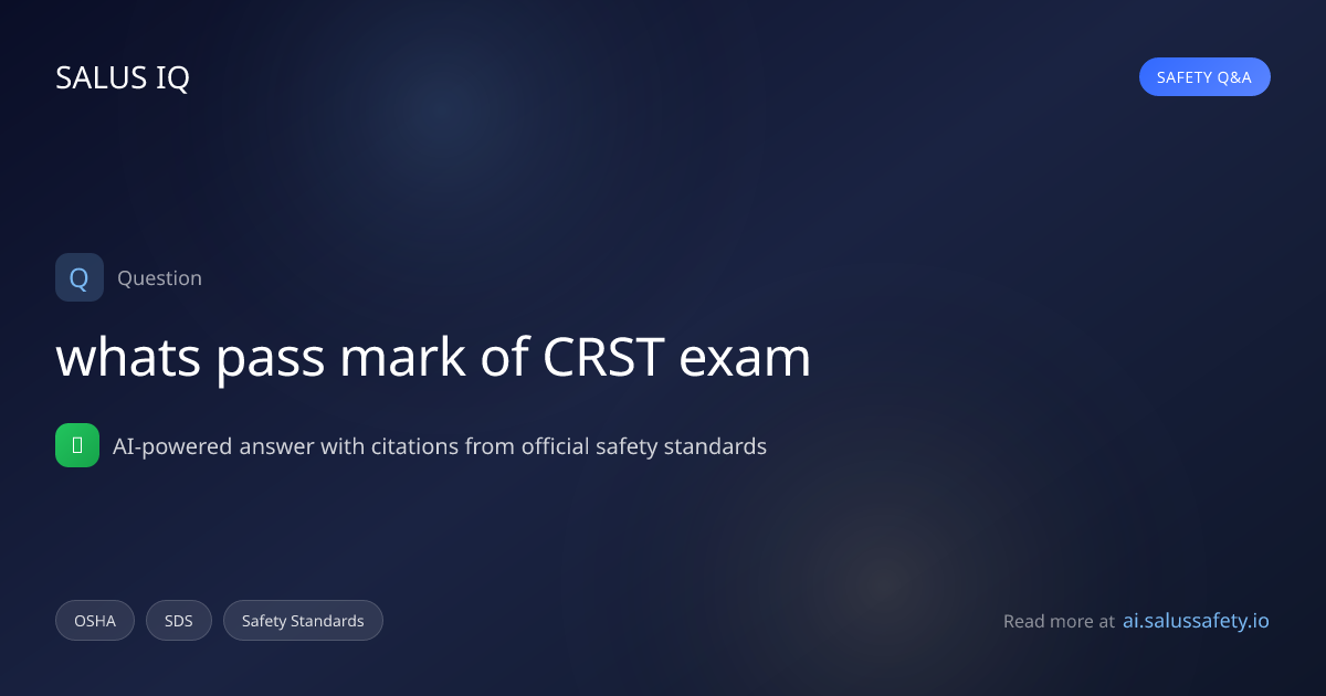 whats pass mark of CRST exam | SALUS IQ